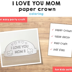 Mother's Day Paper Crown Template Birthday Party Headband Coloring ...