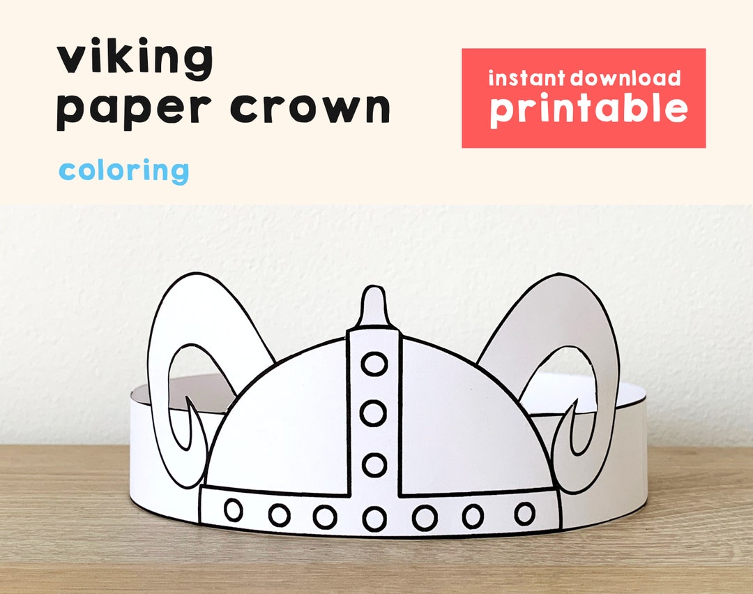 Viking Paper Crown Activity Printable Kids Craft Helmet - Etsy
