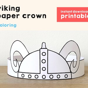 Viking Paper Crown Activity Printable Kids Craft Helmet | Etsy