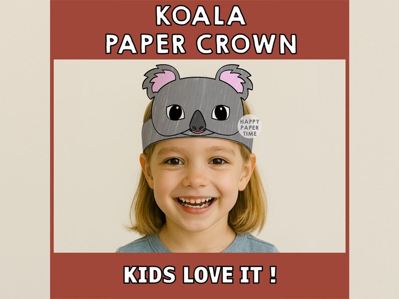 Koala Paper Crown Party Coloring Printable Kids Craft Australia Safari ...