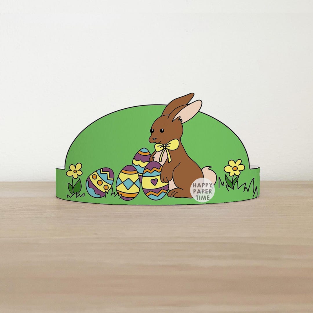Easter Bunny Hat Paper Crown Headband Easter Cut Out Party Activity ...