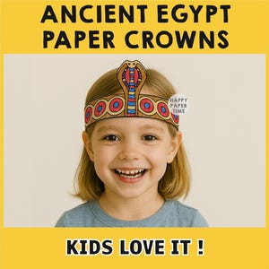 Ancient Egypt Paper Crowns Pharaoh Cobra Cleopatra Isis Scarab Cat Ankh ...