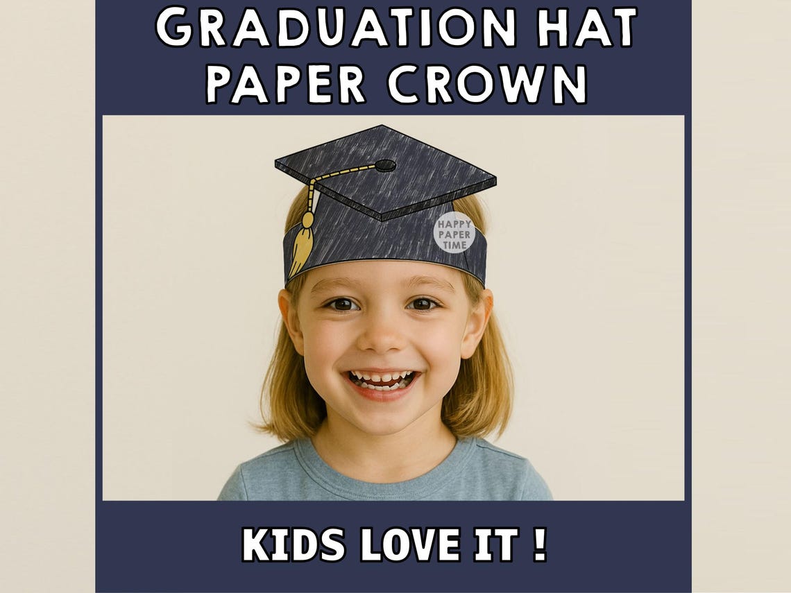 Graduation Cap Paper Crown Party Coloring Printable Kids Craft ...