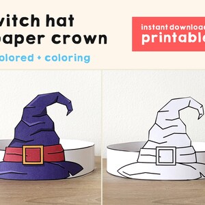 Witch Hat Paper Crown template Halloween Party Headband | Etsy