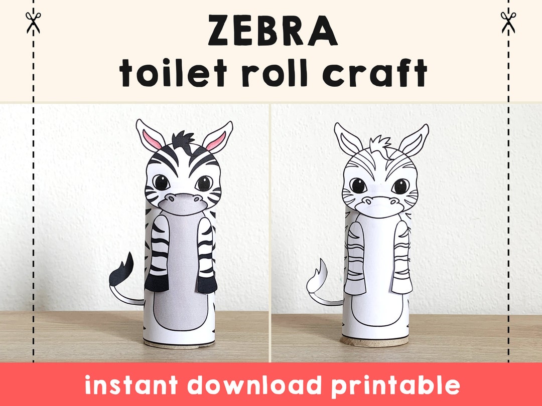 Zebra Toilet Paper Roll Craft African Animal Safari Party Coloring ...