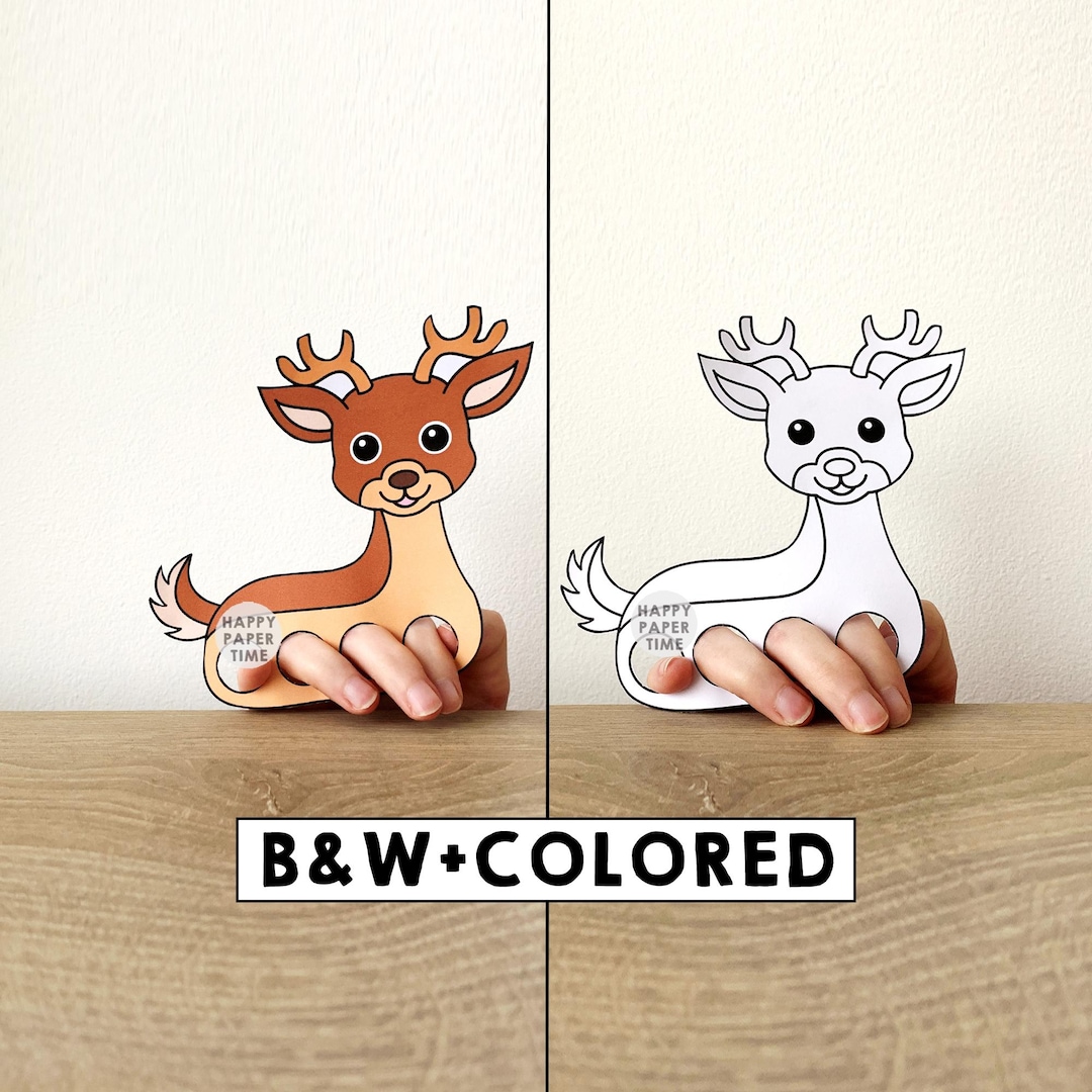 Deer Paper Craft Printable Woodland Animal Finger Puppet Kids Craft ...