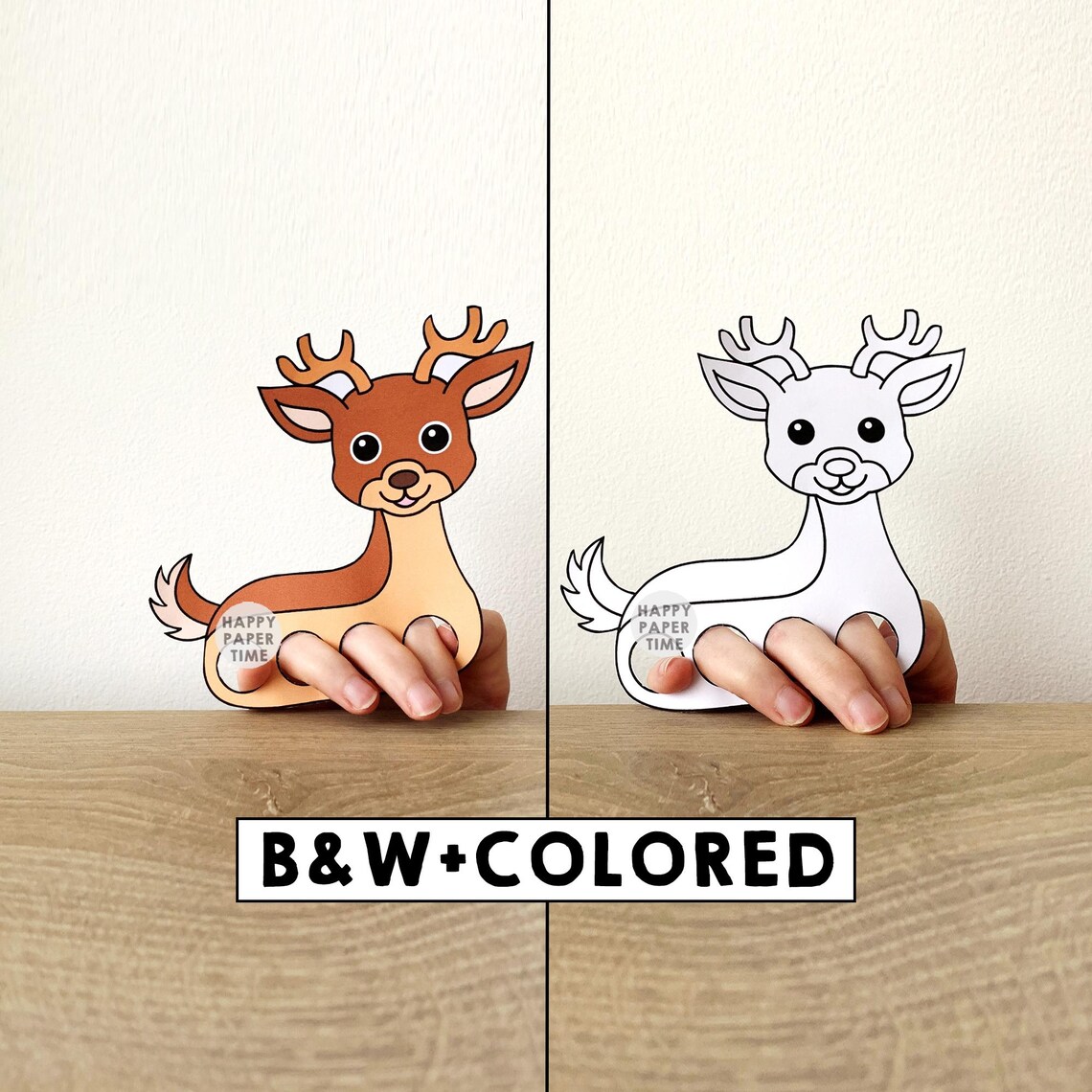 Deer Paper Craft Printable Woodland Animal Finger Puppet Kids Craft ...
