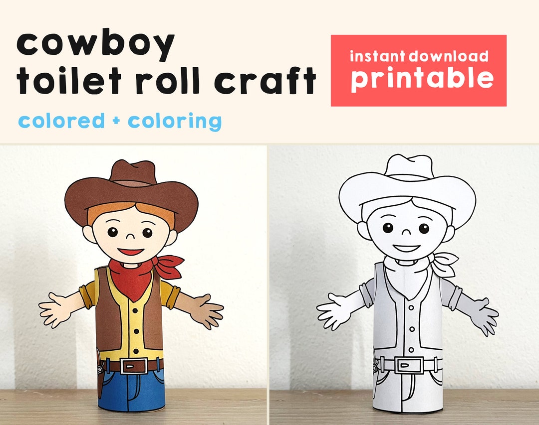 Cowboy Toilet Paper Roll Craft Wild West Party Coloring - Etsy