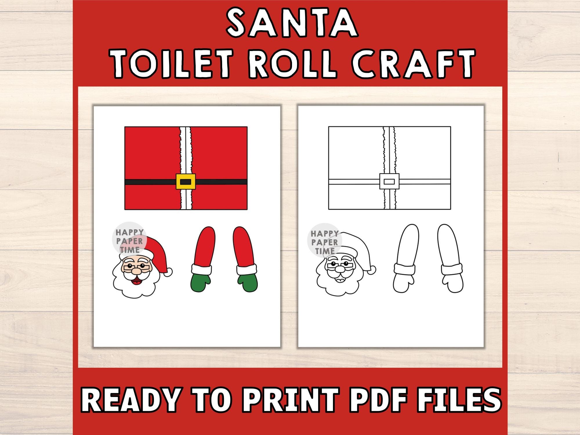 Santa Claus Toilet Paper Roll Craft Christmas Party Coloring Printable ...