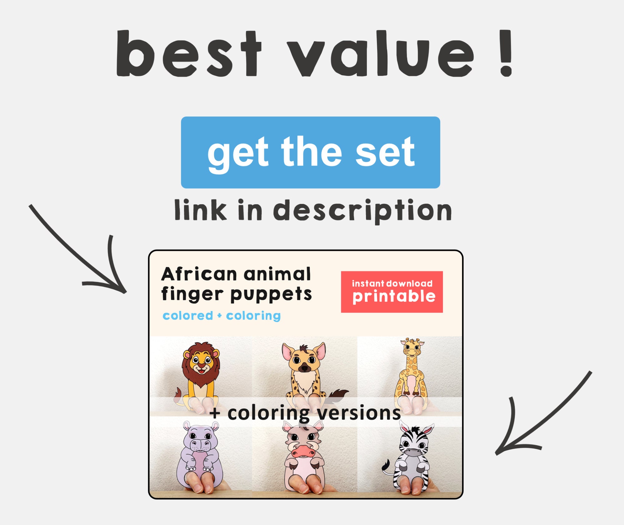 Warthog Paper Craft Printable African Animal Finger Puppet Kids Craft ...