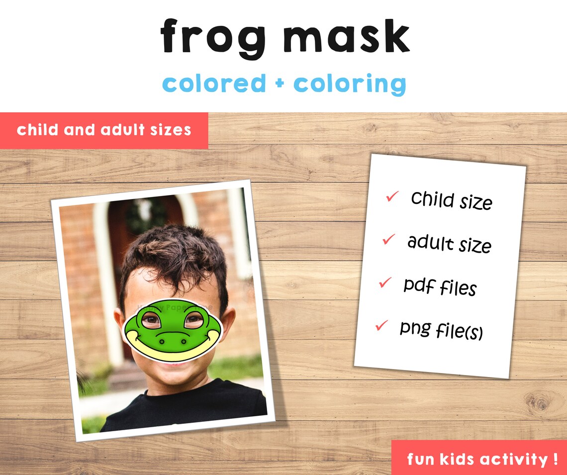 Frog Mask Template Costume Kids Diy Pond Animal Party Fun - Etsy