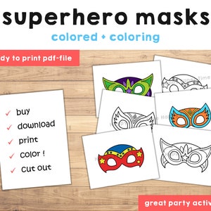 Superhero Masks Costume Hero Mask Printable Party Favor Craft Halloween ...