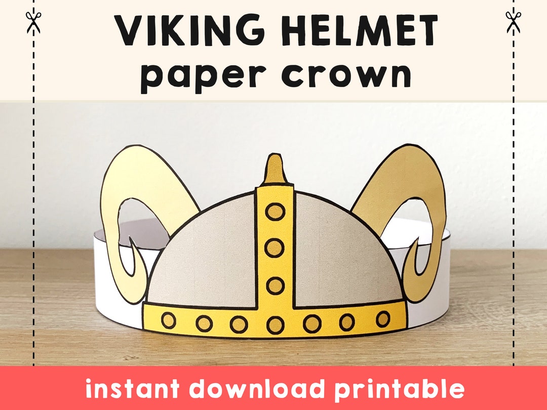 Viking Paper Crown Activity Printable Kids Craft Helmet Medieval ...
