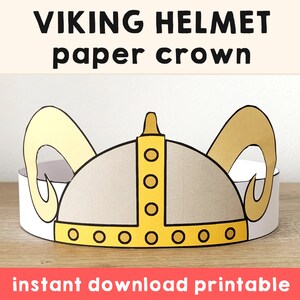 Viking Paper Crown Activity Printable Kids Craft Helmet Medieval ...