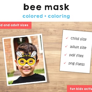 Bee Mask Costume Animal Mask Printable Party Favor Insect Halloween ...