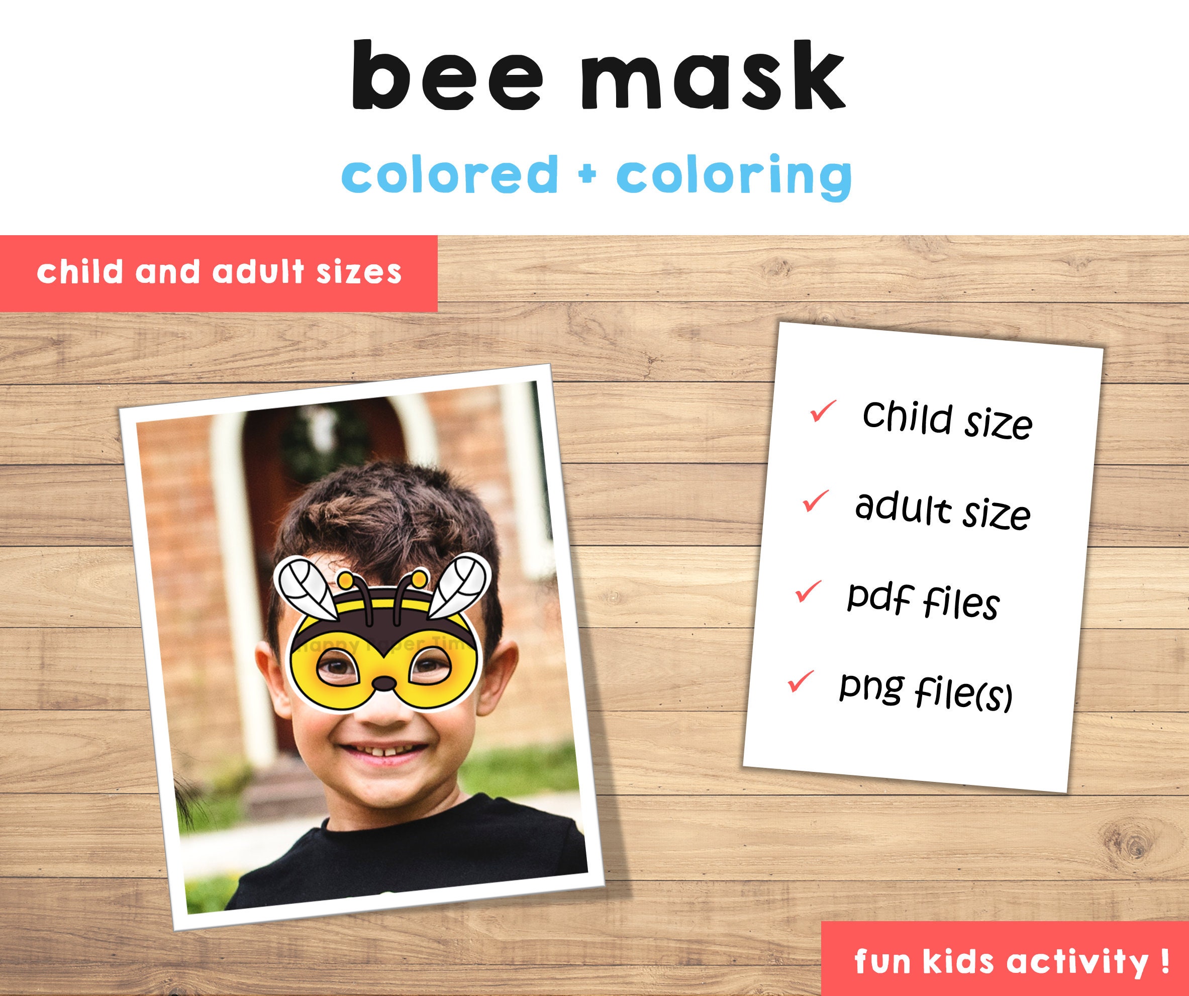 Bee Mask Costume Animal Mask Printable Party Favor Insect | Etsy