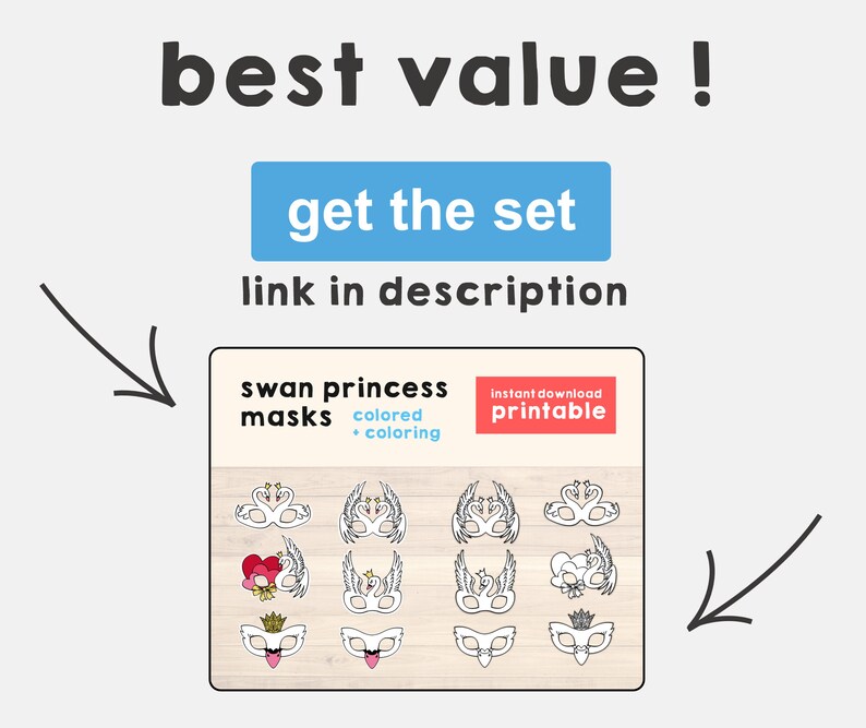 Swan Mask Party Printable Costume Fairytale Kids Party Mask | Etsy