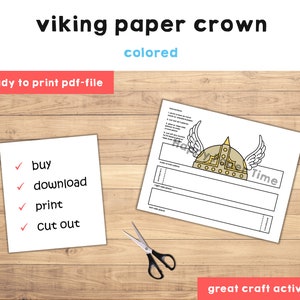 Viking Paper Crown Activity Printable Kids Craft Helmet Medieval ...