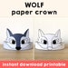 Wolf Paper Crown Coloring Printable Kids Craft Wolf Woodland Birthday ...
