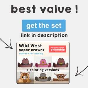 Cowboy Hat Paper Crown Party Coloring Printable Kids Craft Wild West ...