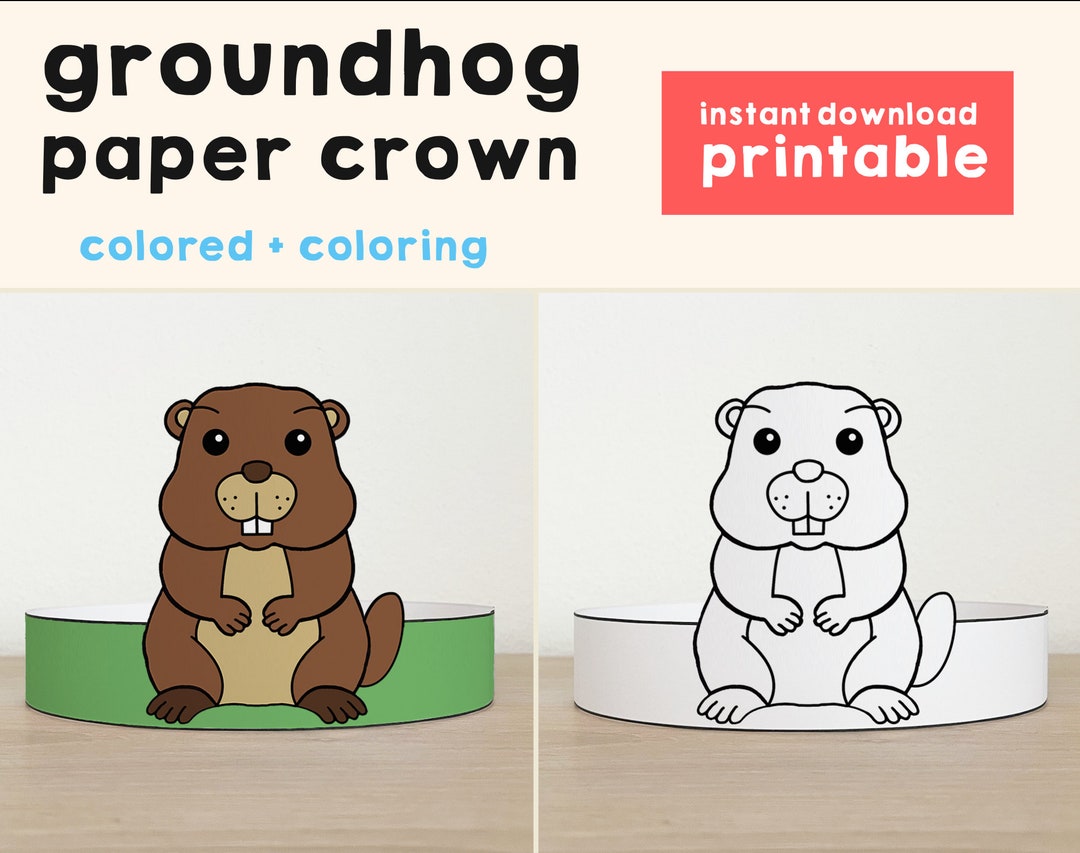 Groundhog Day Paper Crowns Party Coloring Printable Kids Craft - Etsy