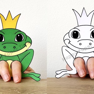 Frog Prince Paper Craft Printable Pond Animal Finger Puppet Kids Craft ...