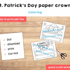 St Patrick's Day Paper Crowns Headbands Leprechaun Gold Party Coloring ...