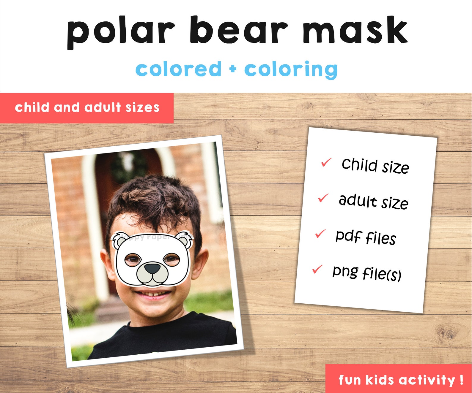 Polar Bear Mask Paper Craft Costume Diy Polar Animal Mask | Etsy