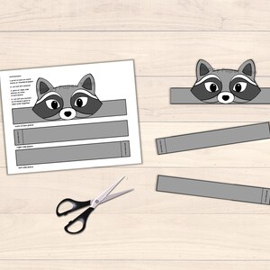 Raccoon Paper Crown Coloring Activity Printable Kids Craft Woodland ...