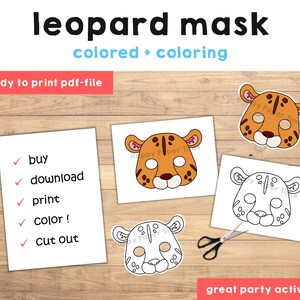 Leopard Jaguar Mask Costume Animal Mask Printable Party Favor Safari ...