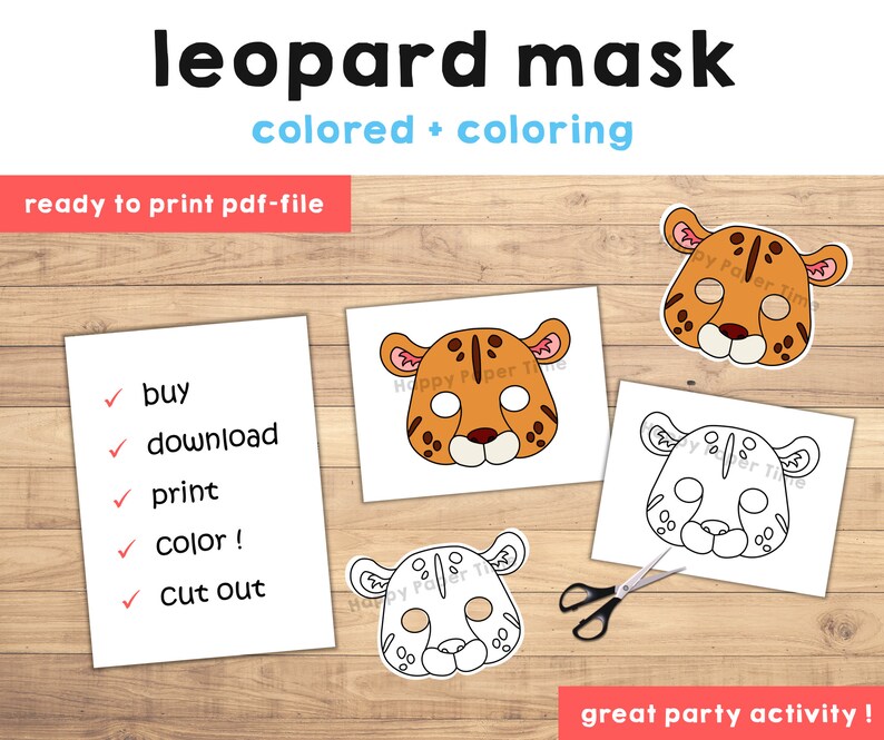 Leopard Jaguar Mask Costume Animal Mask Printable Party Favor - Etsy