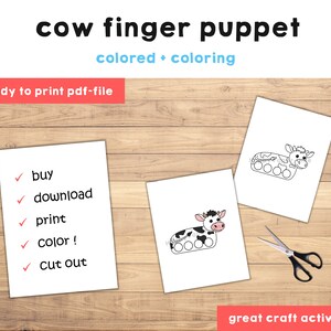 Cow Paper Craft Printable Farm Animal Finger Puppet Kids Craft Farm ...