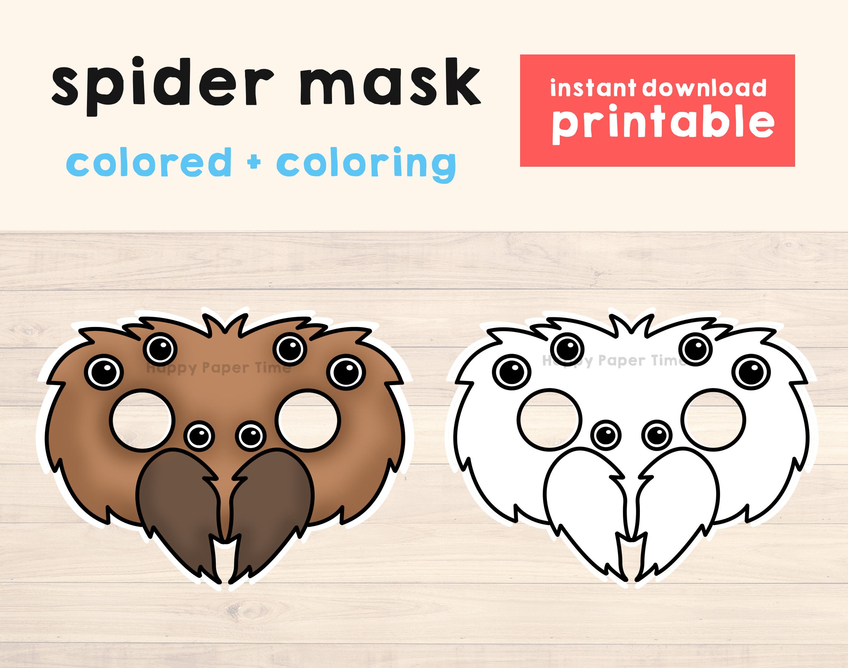 Spider Mask Costume Animal Mask Printable Party Favor Insect - Etsy