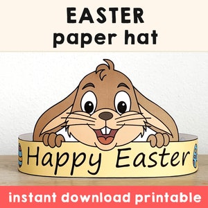 Easter Hat Paper Crown Headband Easter Bunny Day Party Activity ...