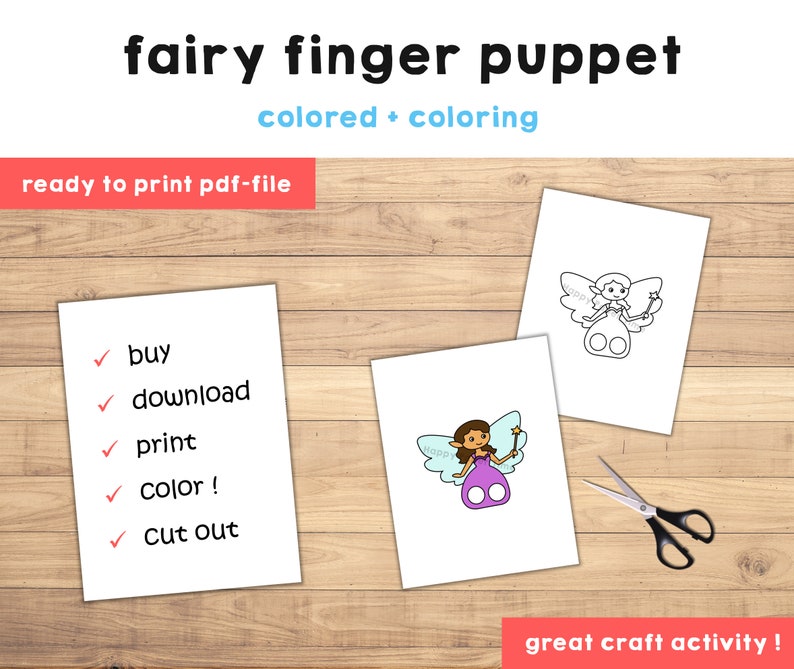 Fairy Paper Craft Printable Finger Puppet Template Kids Craft - Etsy