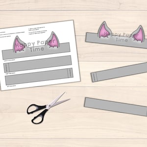 Cat Ears Paper Crown Party Coloring Printable Kids Craft Kitten Pussy ...