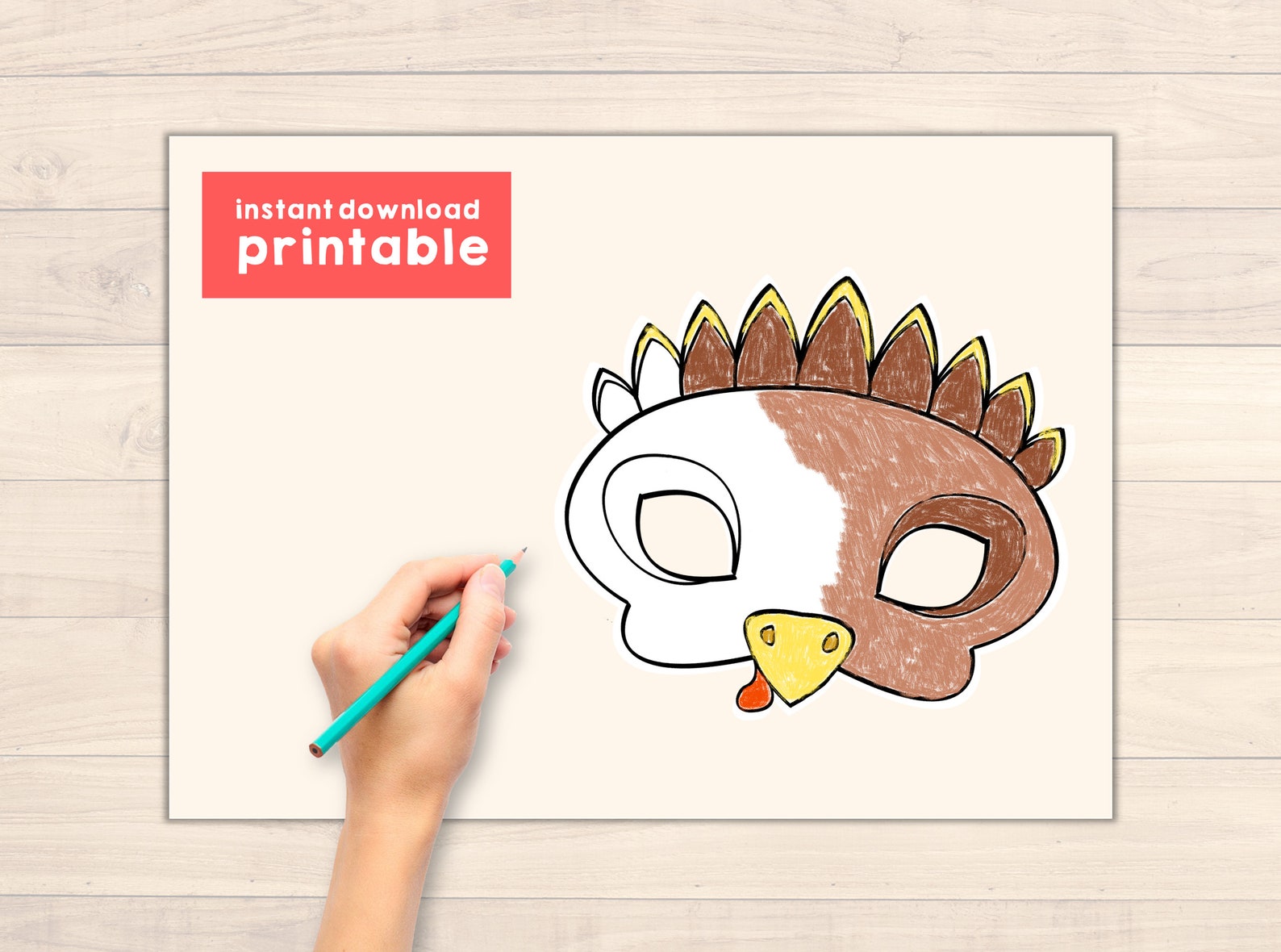 Turkey Costume Turkey Mask Thanksgiving Printable Mask Thanksgiving ...