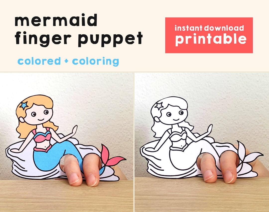 Mermaid Paper Craft Printable Finger Puppet Template Kids Craft ...