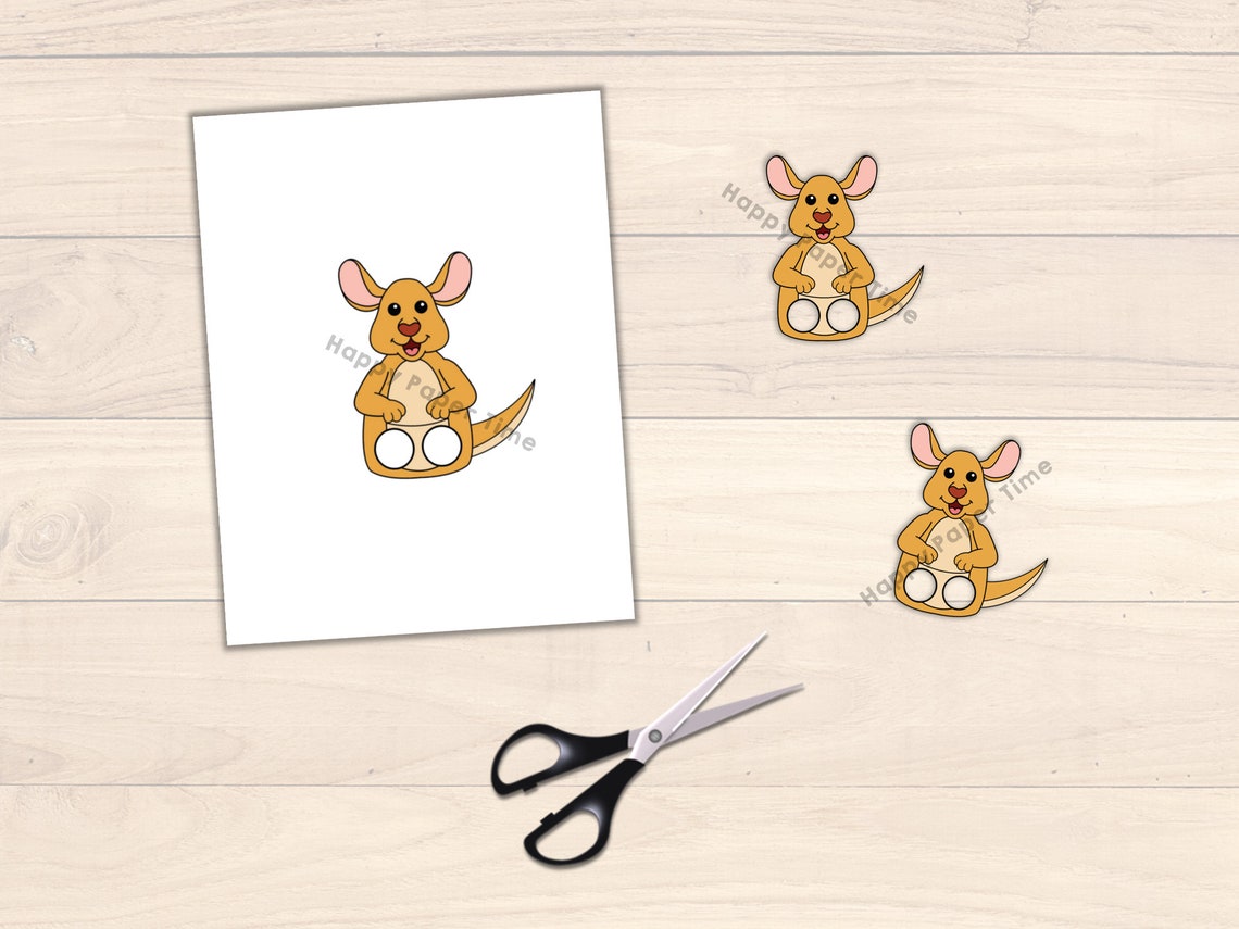 Kangaroo Paper Craft Printable Australian Animal Finger Puppet - Etsy