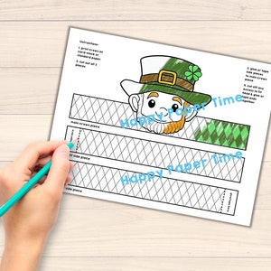 Leprechaun Paper Crown Headband St Patrick's Day Party Coloring ...