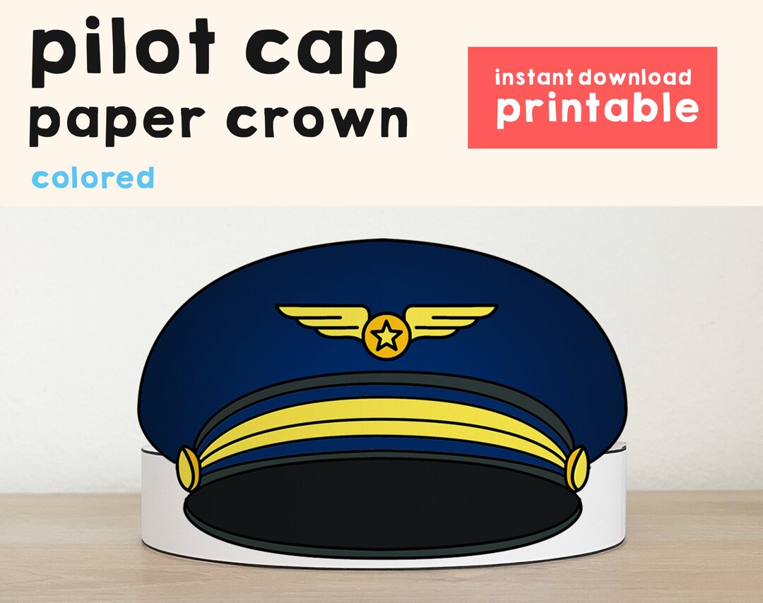 Pilot Cap Paper Crown Airline Party Printable Kids Craft - Etsy