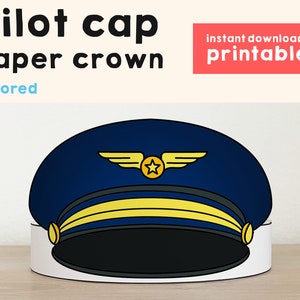 Pilot Cap Paper Crown Airline Party Printable Kids Craft - Etsy