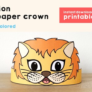 Lion Paper Crown Party Printable Kids Craft Lion Birthday Gift - Etsy
