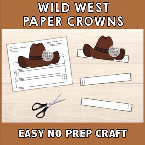 Wild West Paper Crown Headband Cowboy Sheriff Cowgirl Party Activity ...