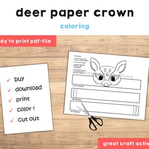 Deer Paper Crown Party Printable Kids Craft Woodland Birthday Gift ...