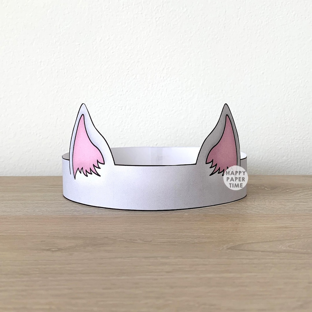 Cat Ears Paper Crown Party Coloring Printable Kids Craft Kitten Pussy ...
