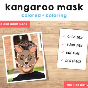 Kangaroo Mask Kangaroo Costume Australian Animal Mask Kangaroo Party ...
