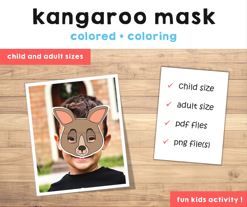 Kangaroo Mask Kangaroo Costume Australian Animal Mask Kangaroo Party ...