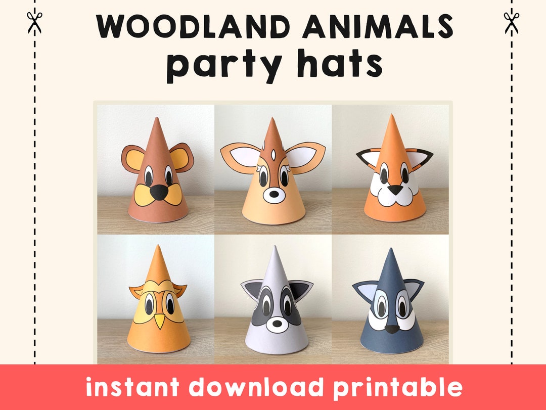 Woodland Paper Hat Printable Woodland Table Decoration Party Hat ...