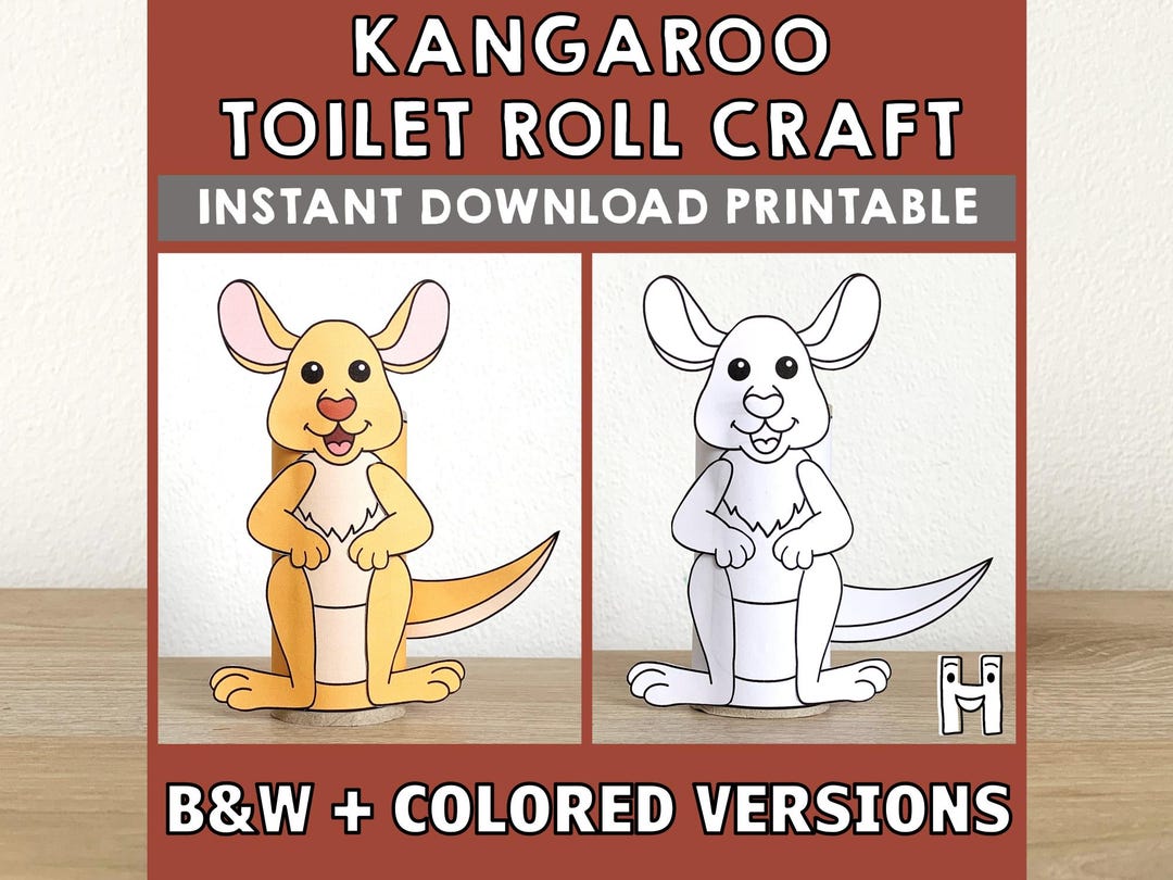 Kangaroo Toilet Paper Roll Craft Australian Animal Party Coloring ...